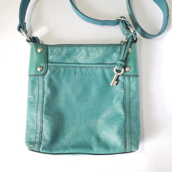 Fossil | Bags | Vintage Fossil Leather Teal Bag Crossbody Purse | Poshmark